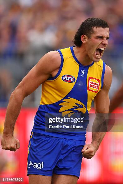 Jake Waterman Of The Eagles Celebrates A Goal During The Round Two