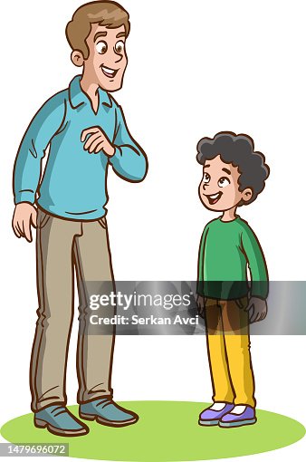 Boy And Man Standing Talkingfather And Son Vector Illustration High-Res ... Boy And Man Standing Talkingfather And Son Vector Illustration High-Res ...