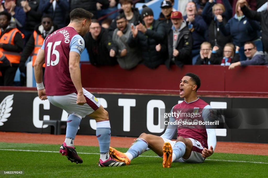 Jacob Ramsey Of Aston Villa Celebrates With Teammate Alex Moreno
