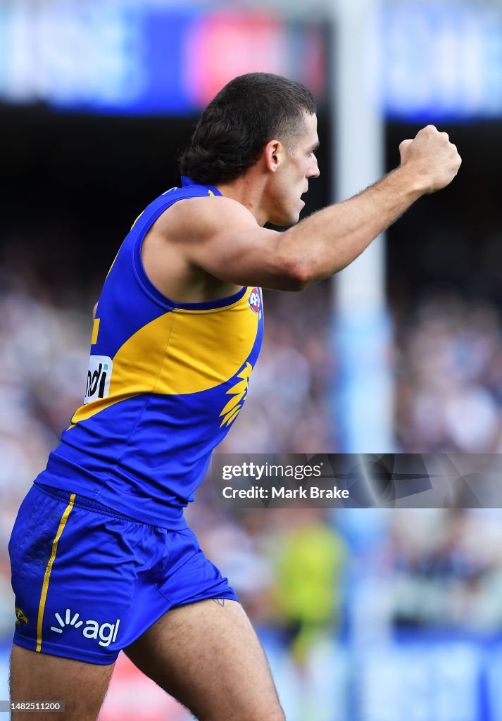 Jake Waterman Of The Eagles Celebrates A Goal During The Round Five