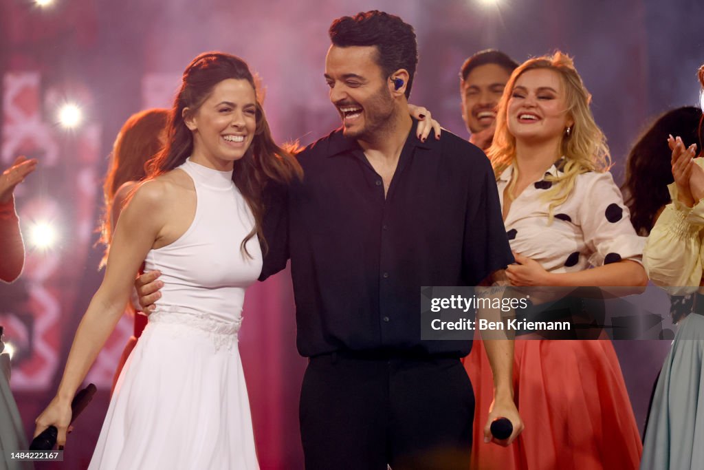 Vanessa Mai and Giovanni Zarrella perform on stage during the ... Vanessa Mai and Giovanni Zarrella perform on stage during the ...