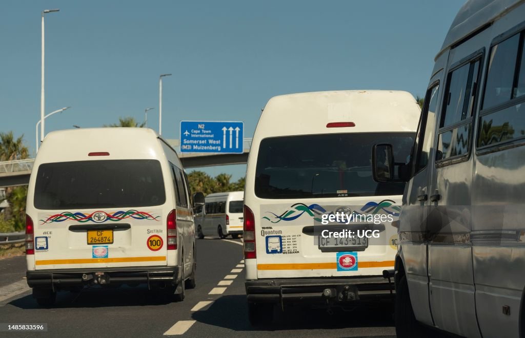 Cape Town, South Africa, Cape Town taxis heading along the N2 highway ... Cape Town, South Africa, Cape Town taxis heading along the N2 highway ...
