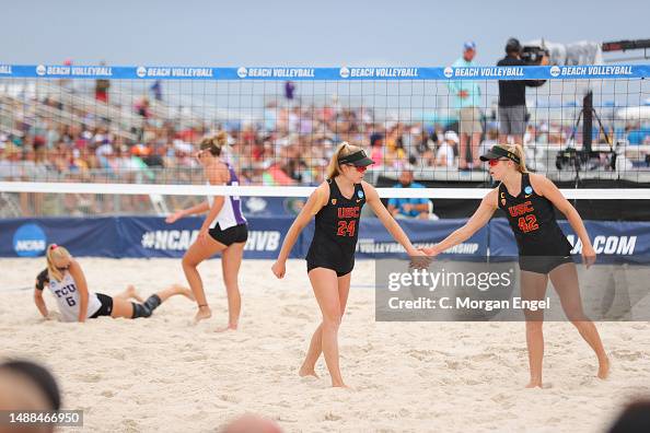 Audrey Nourse Of The Usc Trojans High Fives Teammate And Sister News
