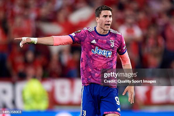 Dusan Vlahovic Of Juventus Reacts During The Uefa Europa League News