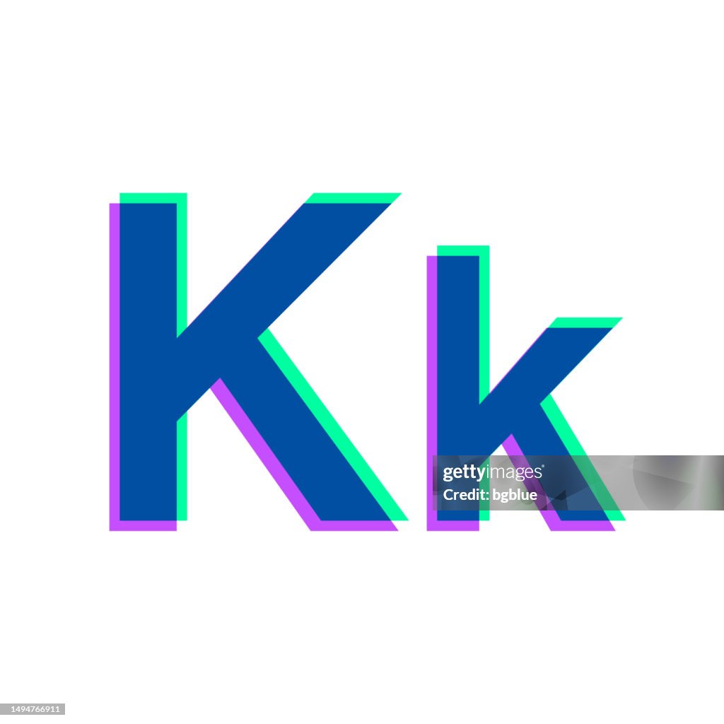 Letter K Uppercase And Lowercase Icon With Two Color Overlay On White