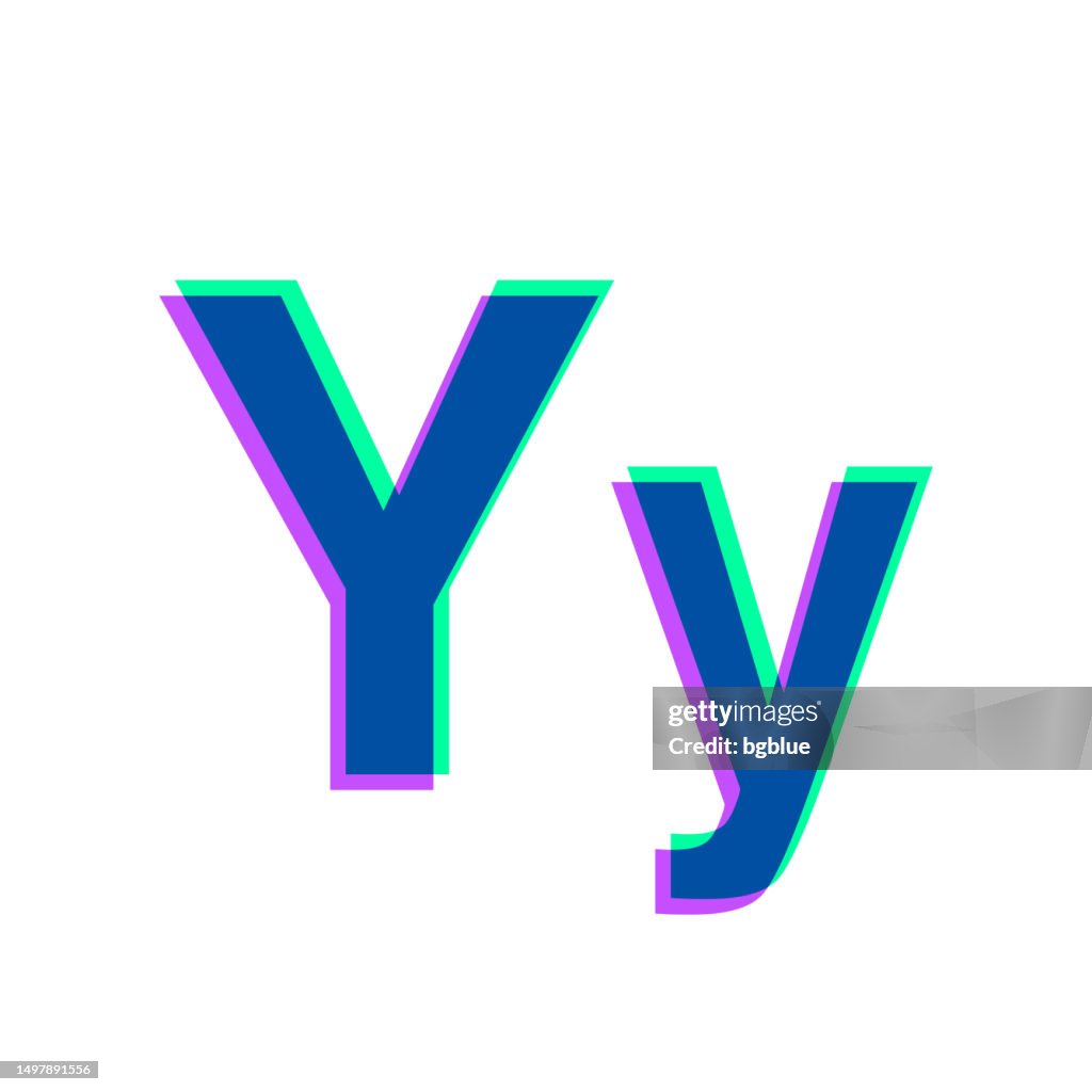Letter Y Uppercase And Lowercase Icon With Two Color Overlay On White