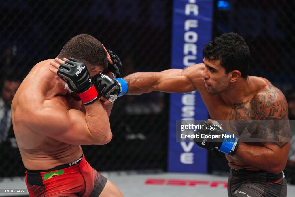Raush Manfio throws a punch against Natan Schulte during PFL 2023 ... Raush Manfio throws a punch against Natan Schulte during PFL 2023 ...