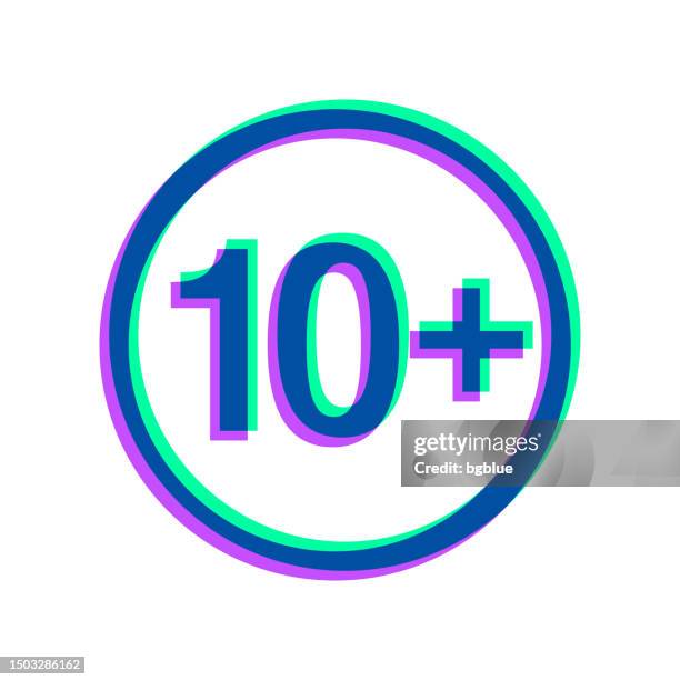 10 Ten Plus Sign Age Restriction Icon With Two Color Overlay On White