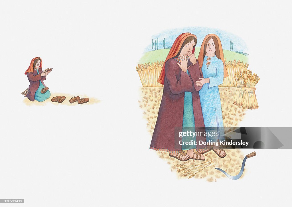 Illustration Of A Bible Scene Ruth 1 Ruth Helps Naomi Return To