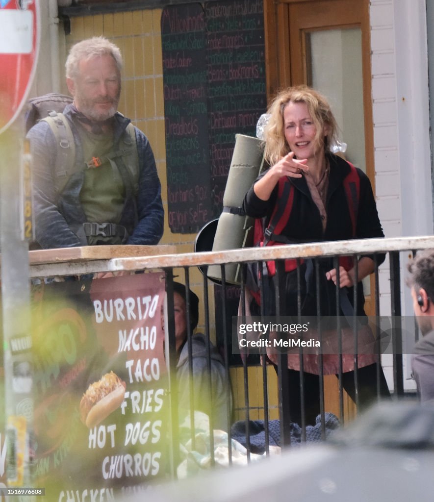OUT** Gillian Anderson and Jason Isaacs seen filming scenes for 'The ... OUT** Gillian Anderson and Jason Isaacs seen filming scenes for 'The ...