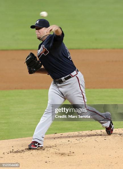Pitcher Paul Maholm of the Atlanta Braves throws against the Miami ... Pitcher Paul Maholm of the Atlanta Braves throws against the Miami ...