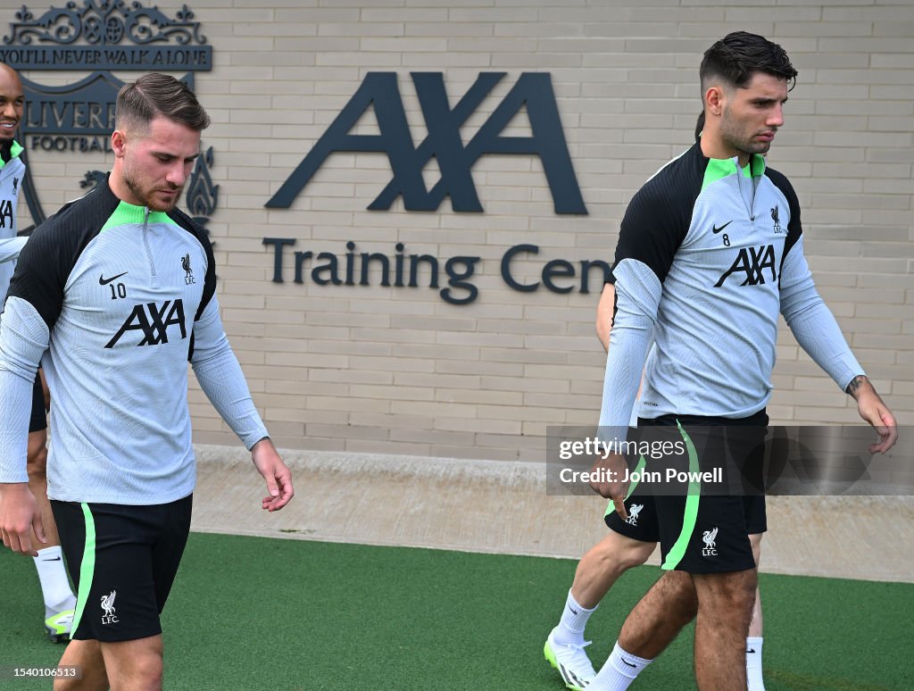 Alexis Mac Allister and Dominik Szoboszlai of Liverpool during a ... Alexis Mac Allister and Dominik Szoboszlai of Liverpool during a ...
