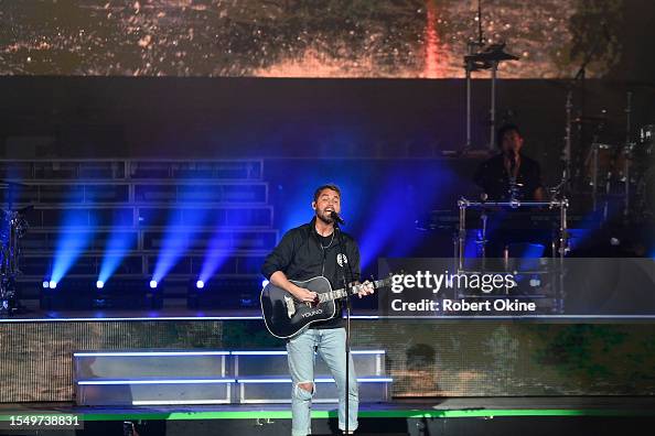 Brett Young performs ahead of Sam Hunt during his Brett Young performs ahead of Sam Hunt during his