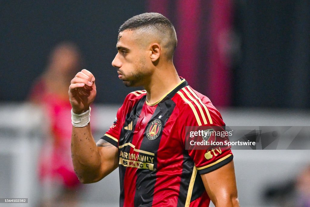 Atlanta forward Giorgos Giakoumakis reacts during the Leagues Cup ... Atlanta forward Giorgos Giakoumakis reacts during the Leagues Cup ...