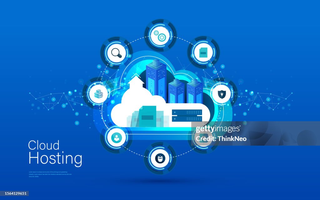 Concept Of Server Room Hosting With Cloud Data Storage And Server Room