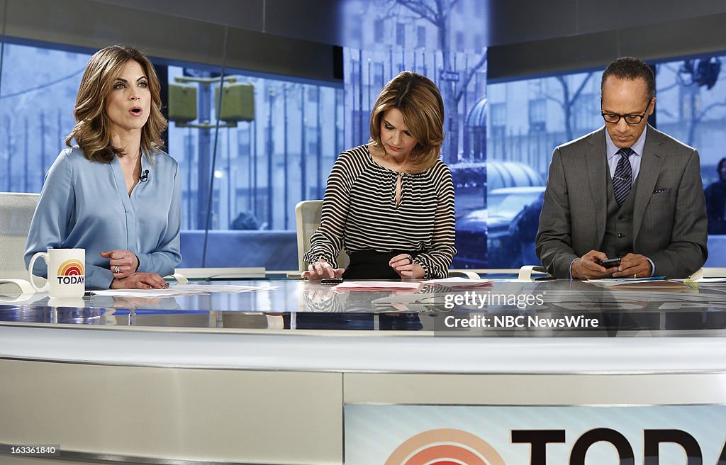 Natalie Morales Savannah Guthrie And Lester Holt Appear On Nbc News