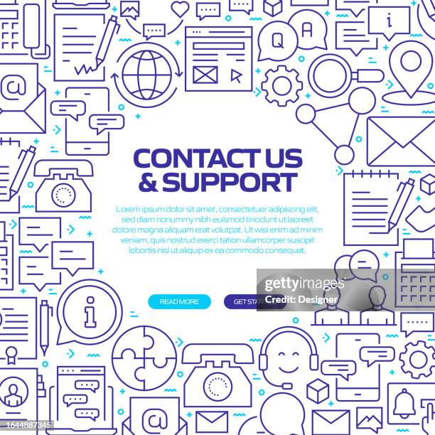 Contact And Support Web Banner With Linear Icons Trendy Linear Style ... Contact And Support Web Banner With Linear Icons Trendy Linear Style ...