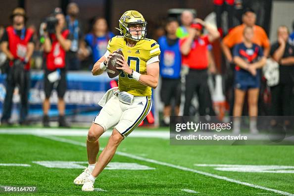 Georgia Tech quarterback Haynes King drops back to pass during the ... Georgia Tech quarterback Haynes King drops back to pass during the ...
