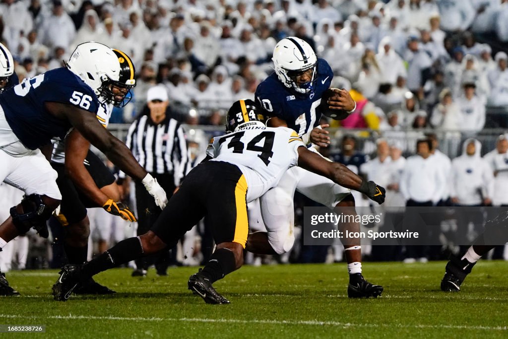 Iowa Hawkeyes Linebacker Jay Higgins Tackles Penn State Nittany Lions