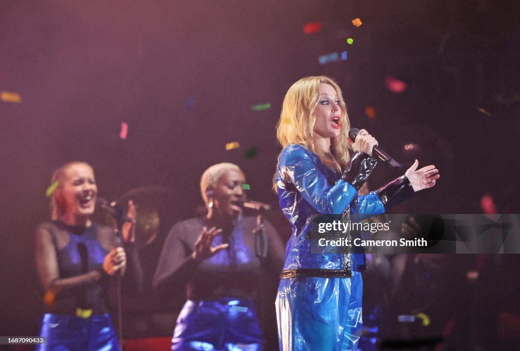 Kylie Minogue Performs On Stage At Bbc Radio 2 In The Park 2023 At