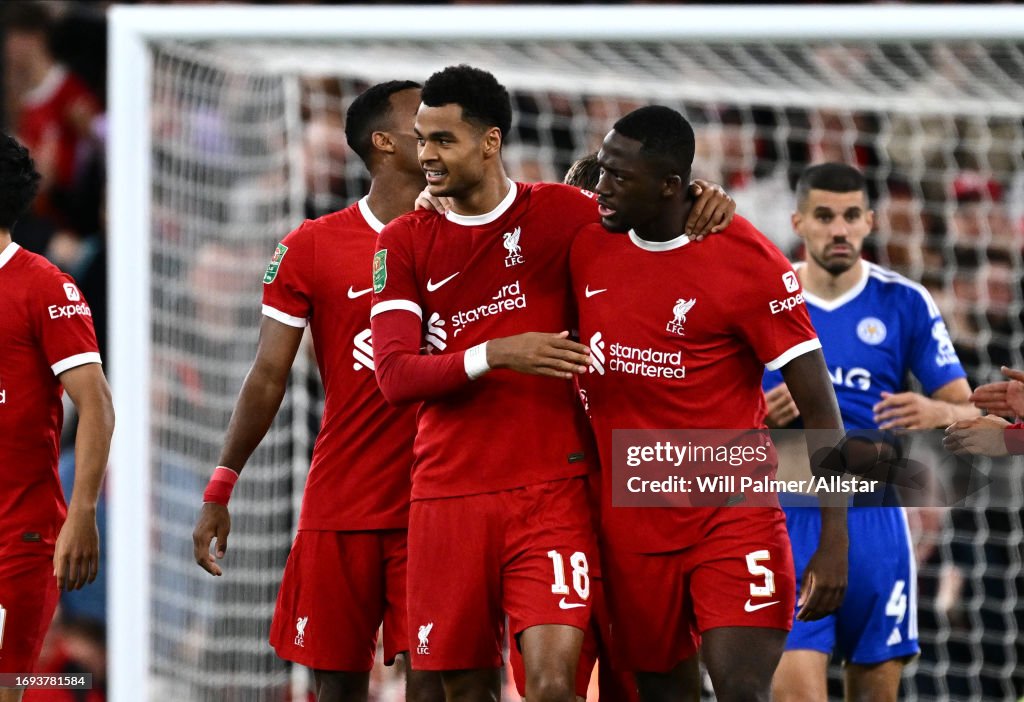 Cody Gakpo and Ibrahima Konate of Liverpool celebrates goal during ... Cody Gakpo and Ibrahima Konate of Liverpool celebrates goal during ...