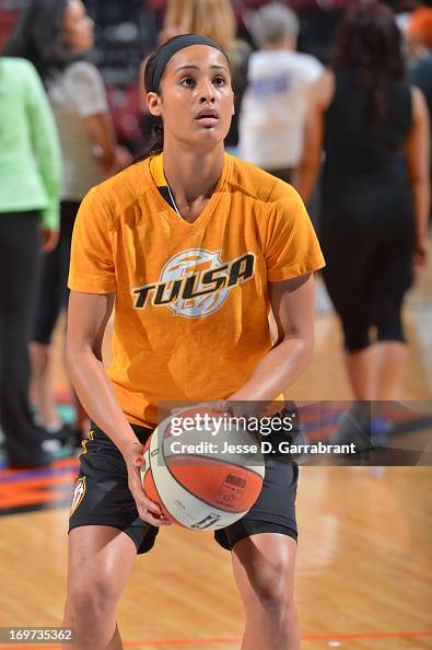 Skylar Diggins Of The Tulsa Shock Warms Up Before The Game Against