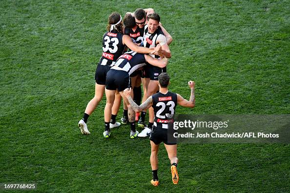 Collingwood Celebrate Winning The 2023 Afl Grand Final Match Between