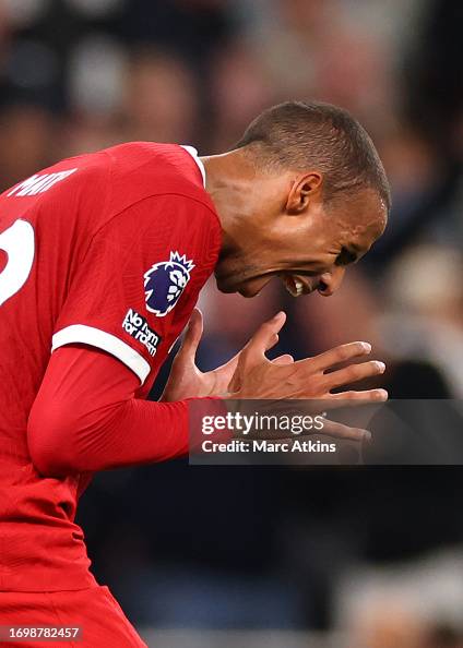Joel Matip Of Liverpool Reacts After Scoring An Own Goal During The