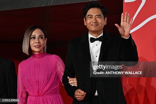 Hong Kong Actor Chow Yun Fat And His Wife Jasmine Tan Arrive On The News Photo Getty Images