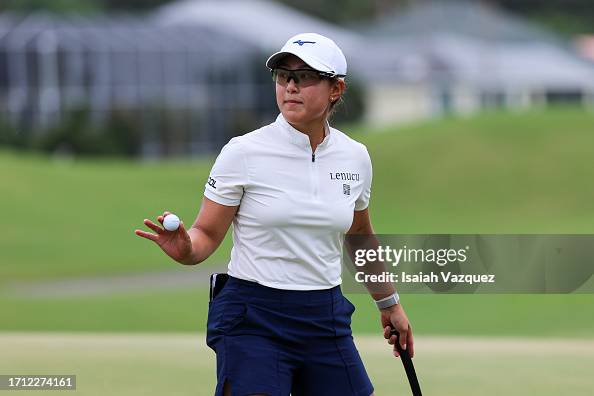 Jiwon Jeon of South Korea reacts after her putt on the 16th hole ... Jiwon Jeon of South Korea reacts after her putt on the 16th hole ...