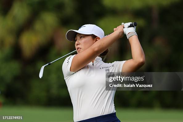 Jiwon Jeon of South Korea hits her second shot on the eighth hole ... Jiwon Jeon of South Korea hits her second shot on the eighth hole ...