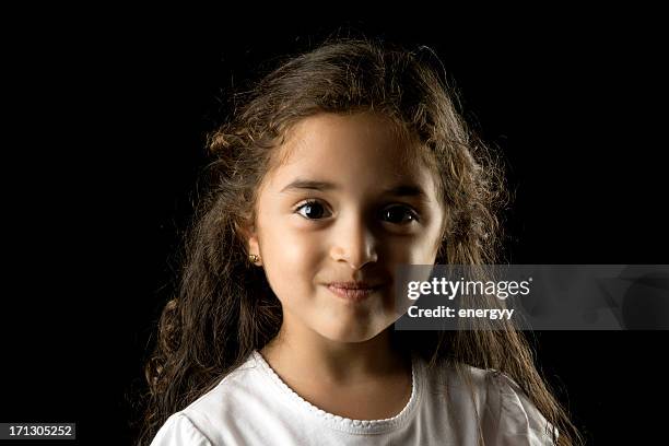 Surprised Girl Portrait Black Background Fotografias E Filmes Do