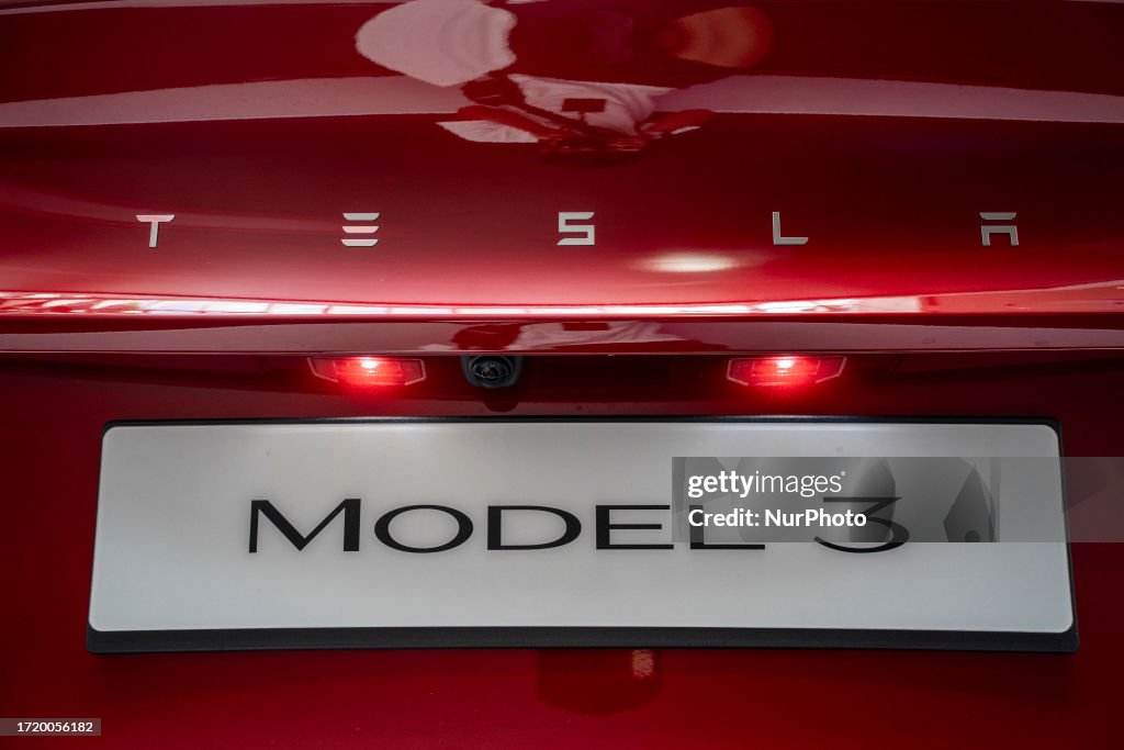 The Rear Of The Upgraded Tesla Model 3 On October 12 2023 In Hong