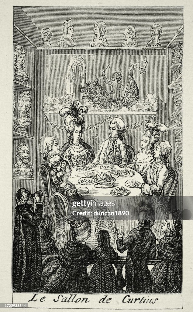 Vintage Illustration Family Of Automatons Having A Family Meal 18th ... Vintage Illustration Family Of Automatons Having A Family Meal 18th ...