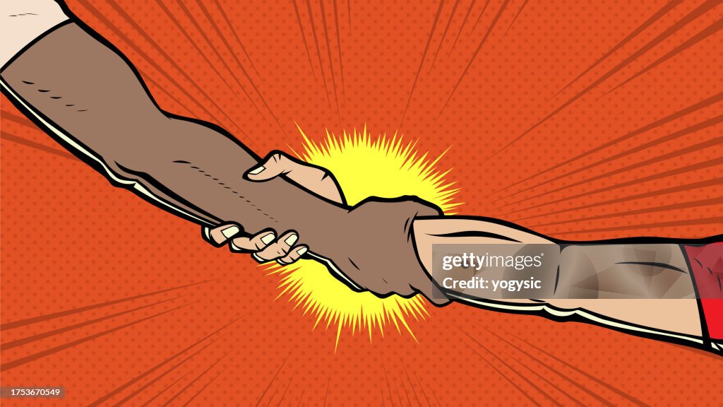 Vector Pop Art Muscular Helping Hand Stock Illustration High Res Vector Graphic Getty Images
