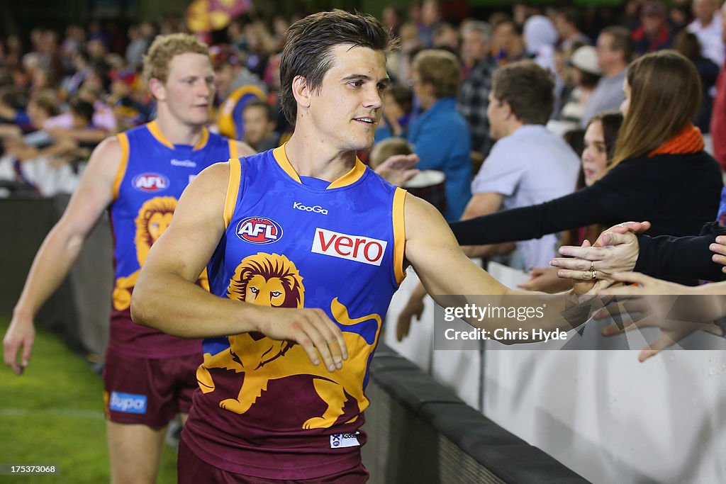 Jed Adcock Of The Lions Celebrates With Fans After Winning The Round