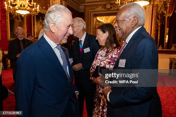 King Charles Iii Speaks With Trevor Mcdonald During A Reception At