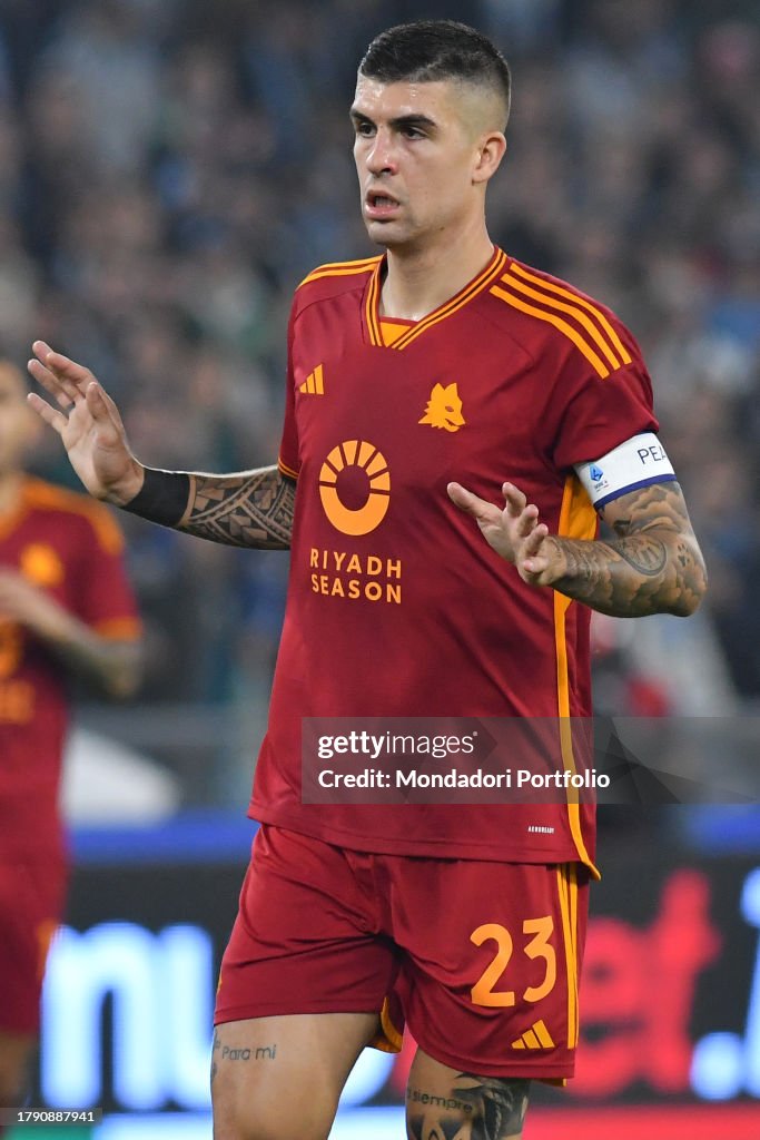 Roma player Gianluca Mancini during the match Lazio v Roma at the ... Roma player Gianluca Mancini during the match Lazio v Roma at the ...