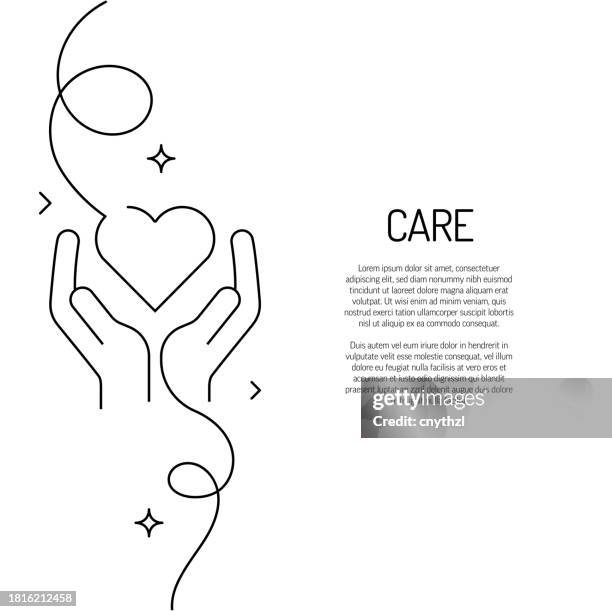 Continuous Line Drawing Of Care Icon Hand Drawn Symbol Vector