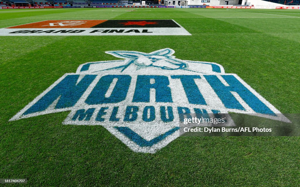 Grass Signage Is Seen Before The 2023 Aflw Grand Final Match Between