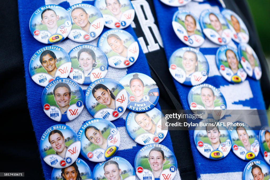 North Melbourne Badges Are Seen Before The 2023 Aflw Grand Final