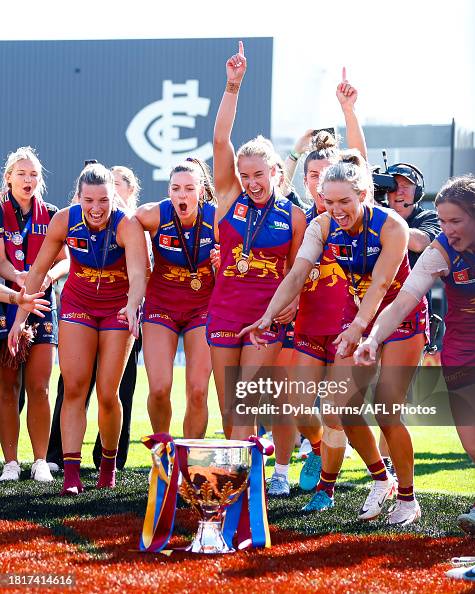 The Lions Sing The Team Song During The 2023 Aflw Grand Final Match