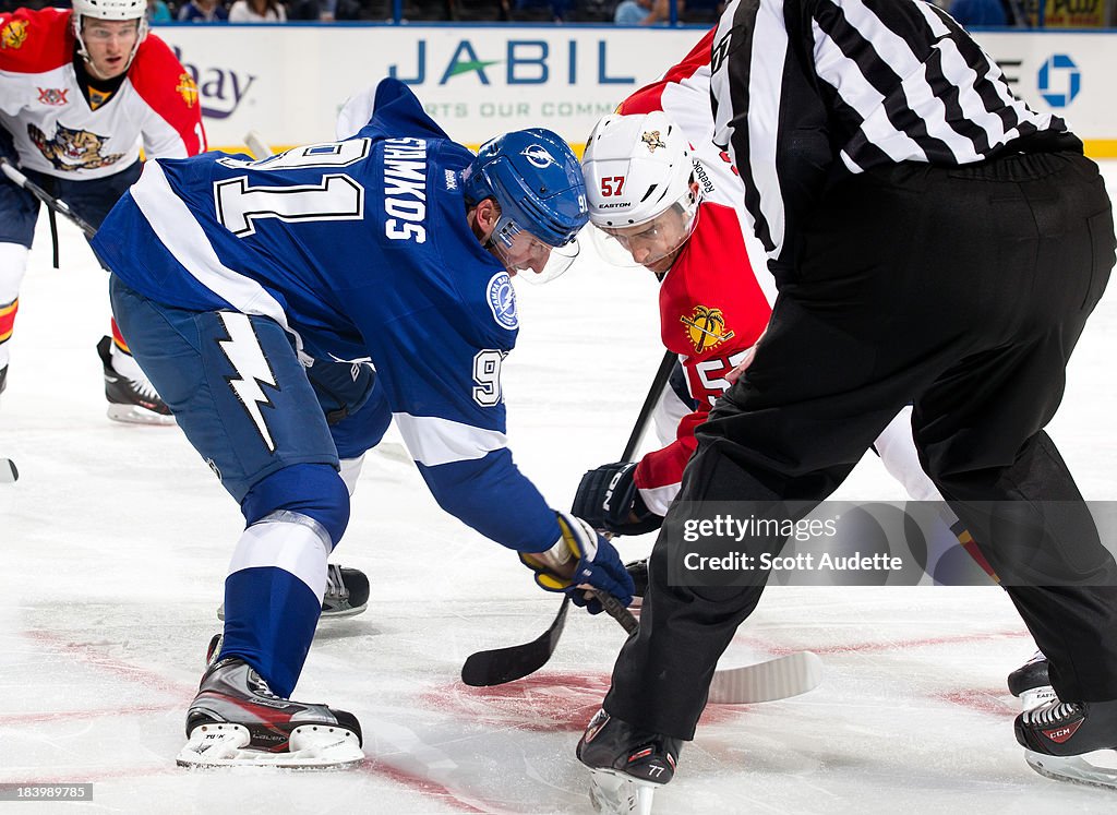 Steven Stamkos The Tampa Bay Lightning Faces Off Against Marcel Goc