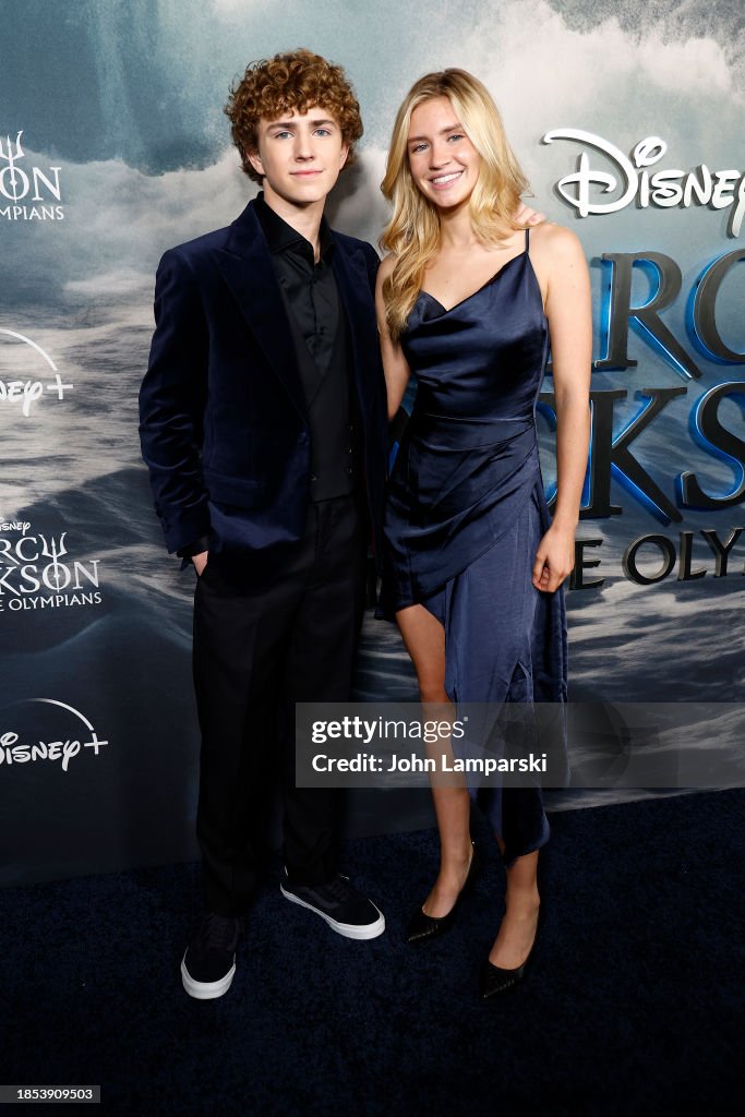 Walker Scobell And Lina Scobell Attend Disneys Percy Jackson And