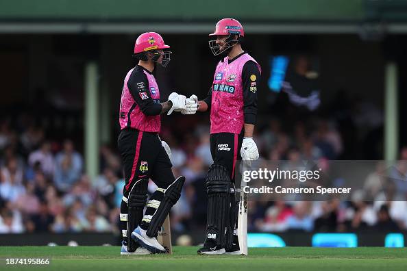 Josh Philippe of the Sixers and James Vince of the Sixers talk during ... Josh Philippe of the Sixers and James Vince of the Sixers talk during ...