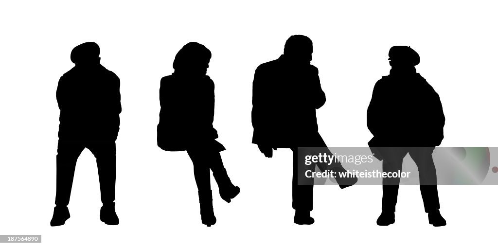 People Seated Outdoor Silhouettes Set 3 High Res Vector Graphic Getty