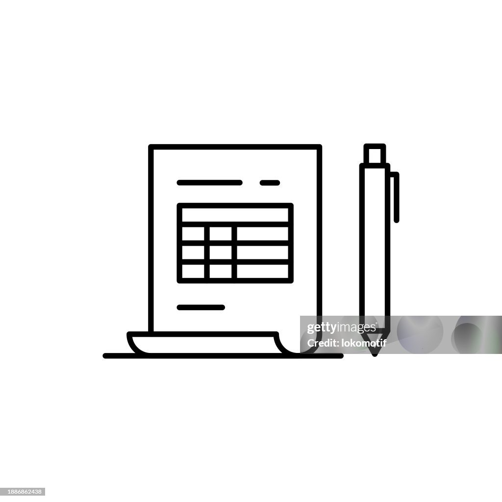 Excel Spreadsheet Table File Line Icon With Editable Stroke The Icon Is