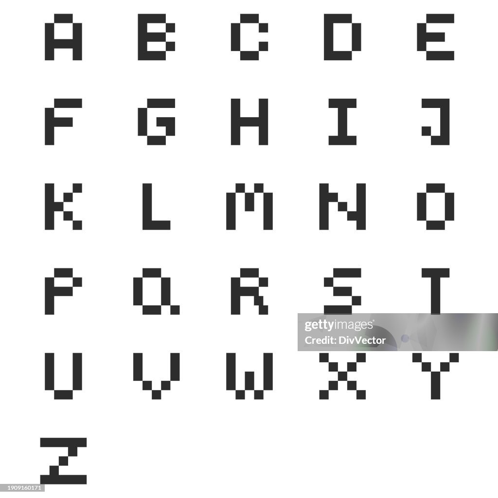Pixel Font Vector Set High Res Vector Graphic Getty Images