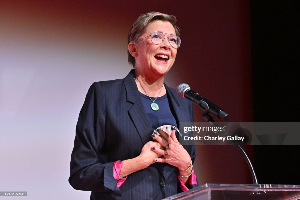 Annette Bening speaks onstage during the Annette Bening Telluride ... Annette Bening speaks onstage during the Annette Bening Telluride ...