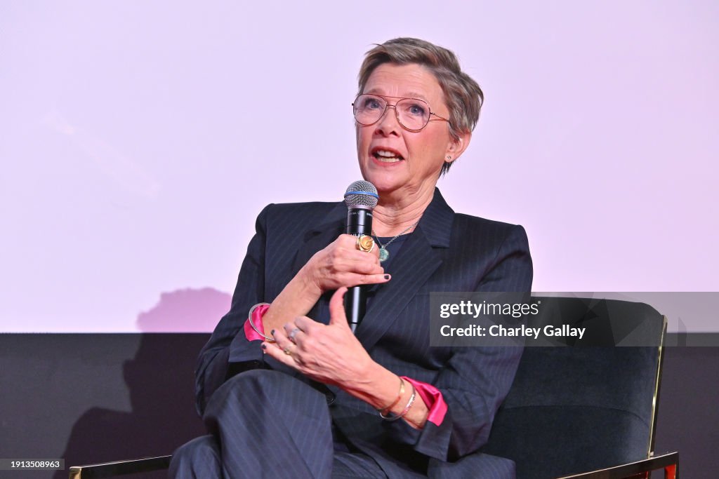 Annette Bening speaks onstage during the Annette Bening Telluride ... Annette Bening speaks onstage during the Annette Bening Telluride ...